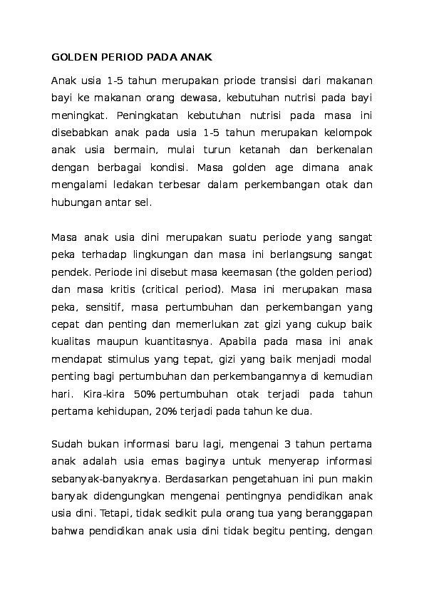 (DOC) GOLDEN PERIOD PADA ANAK