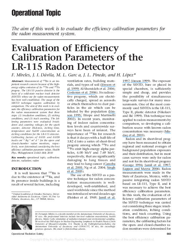 (PDF) Evaluation of Efficiency Calibration Parameters of the LR-115 ...