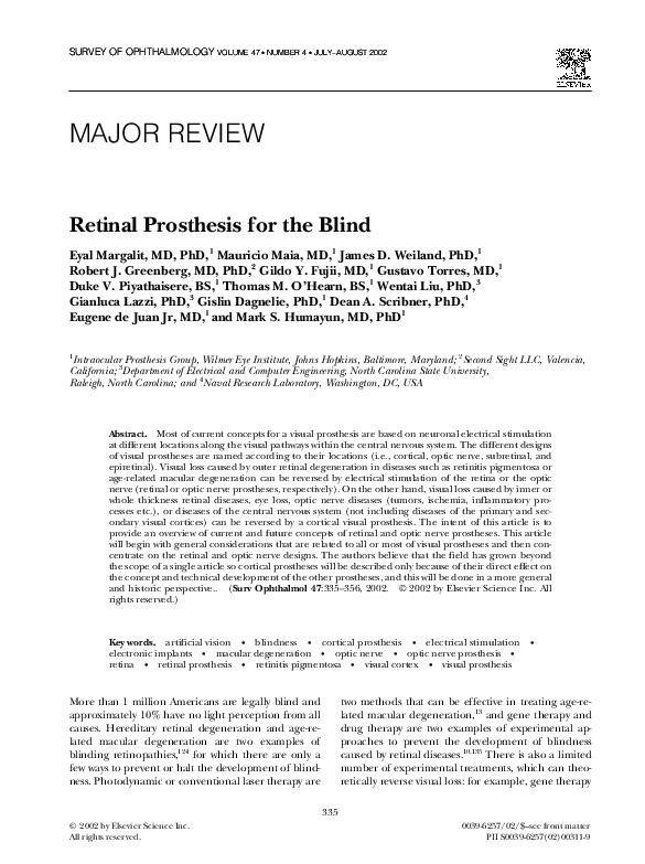 (PDF) Retinal Prosthesis for the Blind
