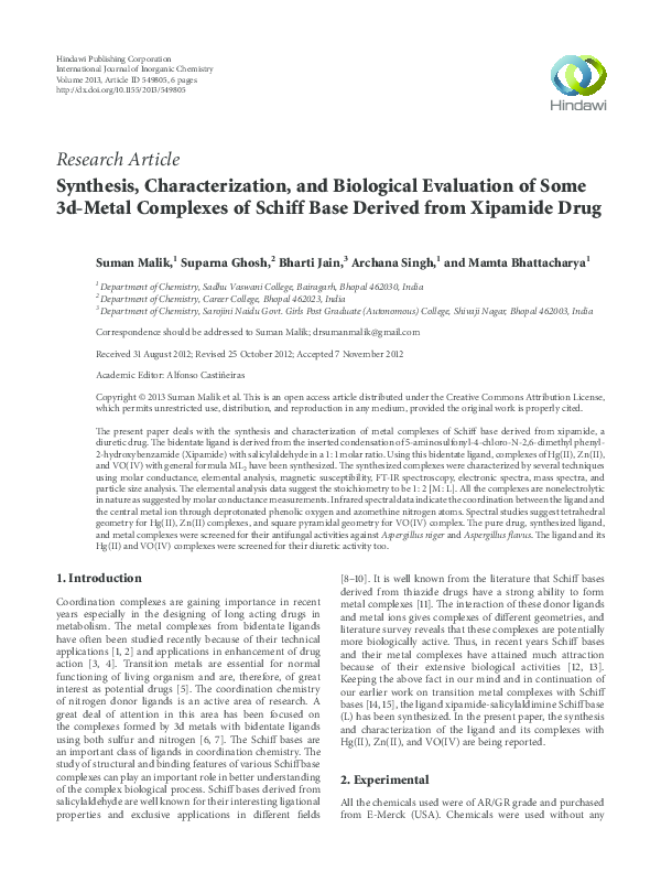 (PDF) Synthesis, characterization and biological evaluation of acetazolamide, cycloserine and ...