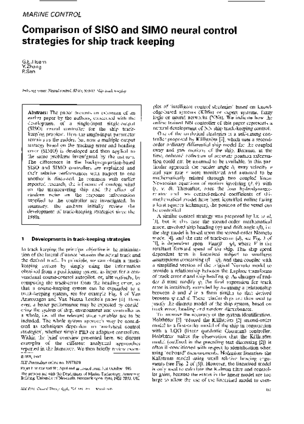 (PDF) Comparison of SISO and SIMO neural control strategies for ship ...