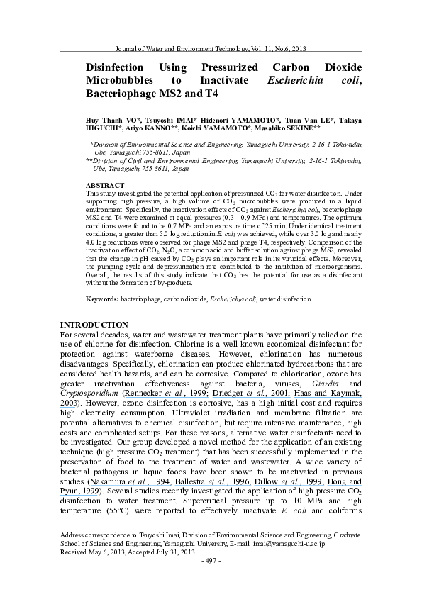 (PDF) Disinfection Using Pressurized Carbon Dioxide Microbubbles to ...