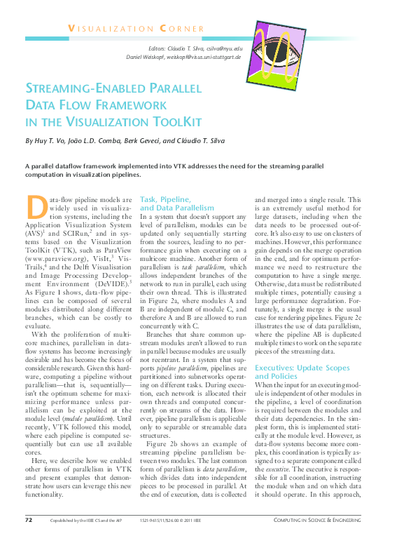 Pdf Streaming Enabled Parallel Data Flow Framework In The Visualization Toolkit