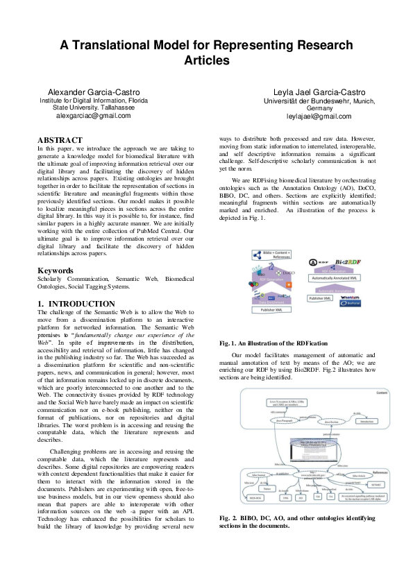 (PDF) A translational model for representing research articles