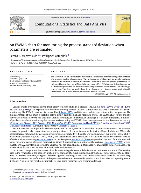 (PDF) An EWMA chart for monitoring the process standard deviation when parameters are estimated