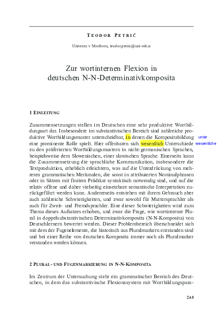 (PDF) Zur wortinternen Flexion in deutschen N-N-Determinativkomposita ...
