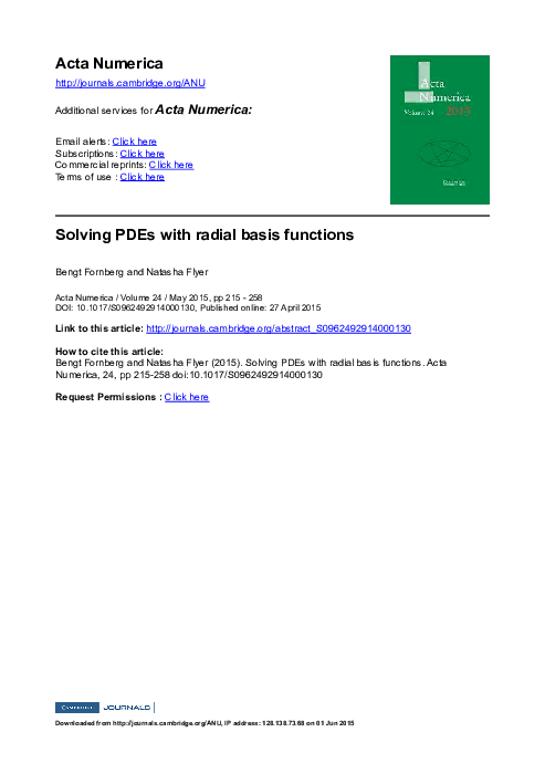 (PDF) Solving PDEs with radial basis functions (PDF) Solving PDEs with radial basis functions