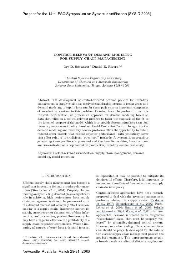 (PDF) A control-relevant approach to demand modeling for supply chain management