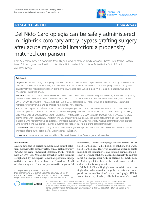 (PDF) Del Nido Cardioplegia can be safely administered in high-risk ...