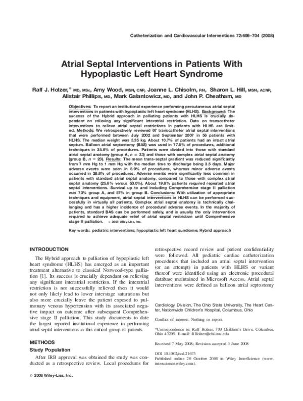 (PDF) Commentary: Hypoplastic left heart syndrome with intact atrial ...