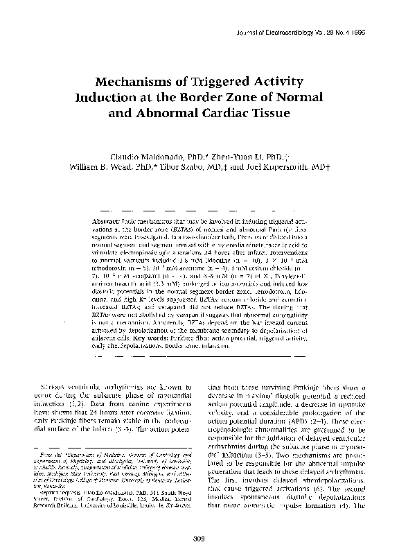 (PDF) Mechanisms of triggered activity induction at the border zone of ...
