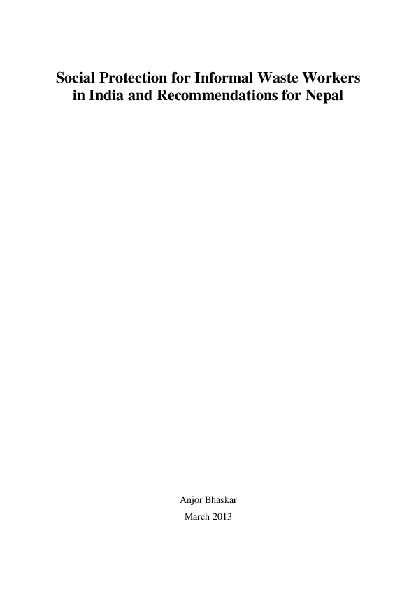 (PDF) Social Protection for Informal Waste Workers in India and Recommendations for Nepal