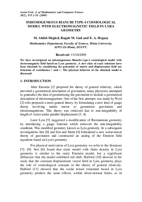 (PDF) Inhomogeneous Bianchi type-I cosmological model with ...