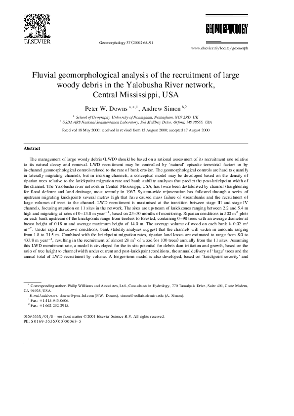 (PDF) Fluvial geomorphological analysis of the recruitment of large ...