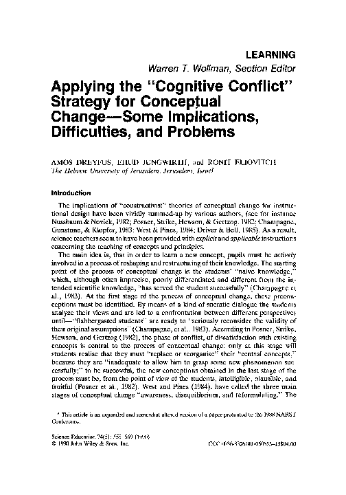 (PDF) Applying the “cognitive conflict” strategy for conceptual change ...