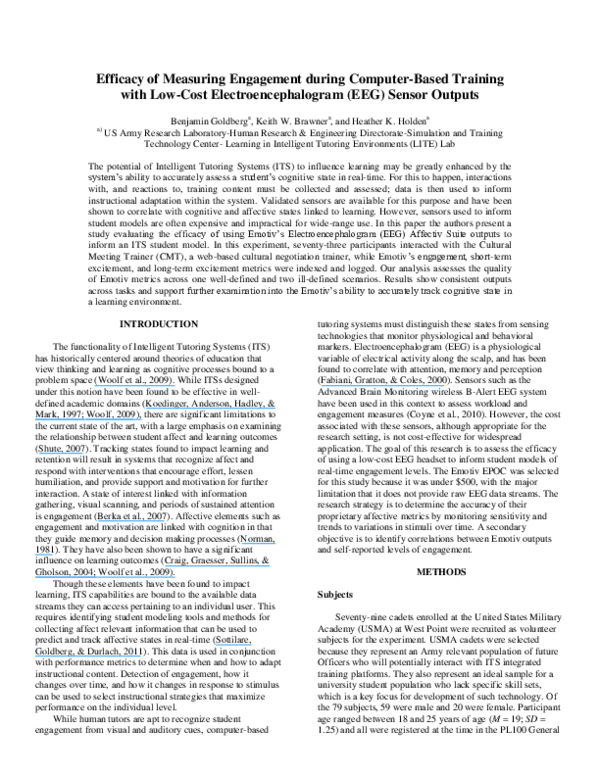 (PDF) Efficacy of Measuring Engagement during Computer-Based Training ...