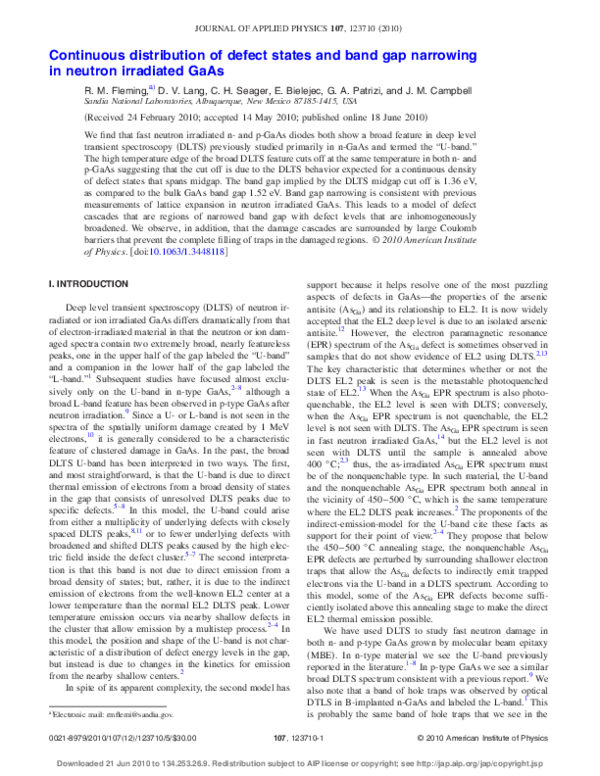 (PDF) Continuous distribution of defect states and band gap narrowing ...