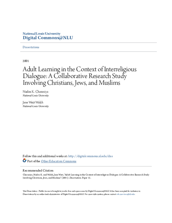 (PDF) Adult Learning in the Context of Interreligious Dialogue: A ...