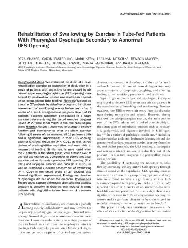 (PDF) Rehabilitation of swallowing by exercise in tube-fed patients ...
