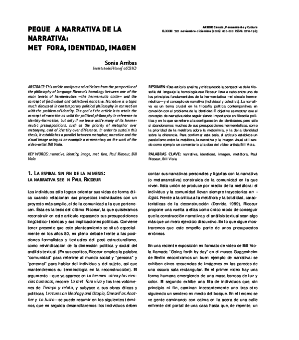 Pdf La Espiral Sin Fin De La MÍmesis La Narrativa SegÚn Paul Ricoeur