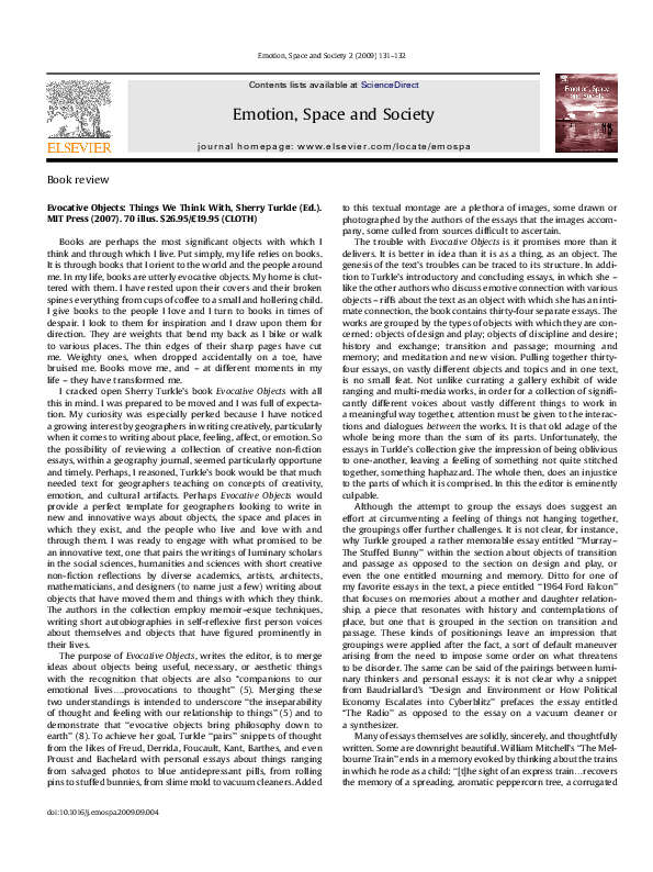 (PDF) Evocative Objects: Things We Think With