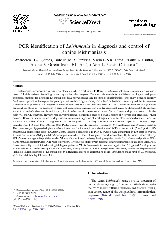 (PDF) PCR identification of Leishmania in diagnosis and control of ...