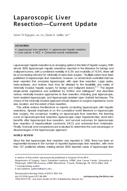 (PDF) Laparoscopic Liver Resection—Current Update