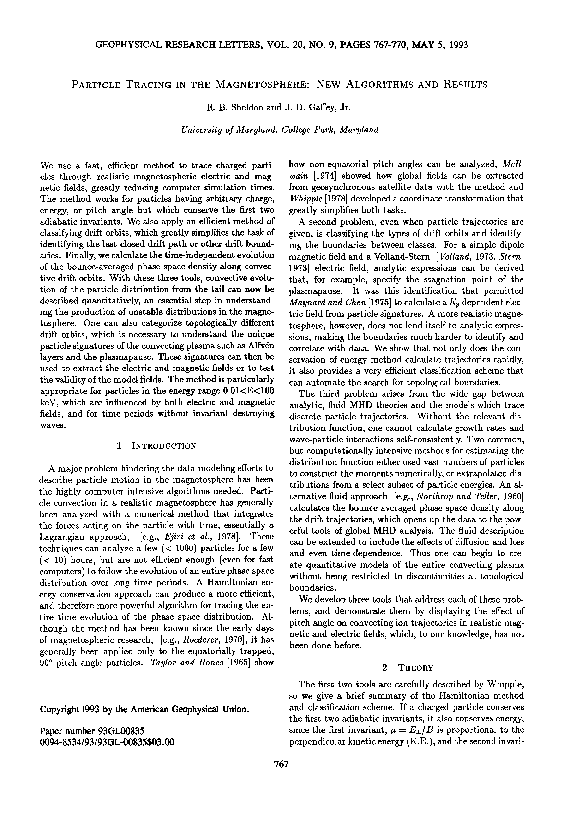(PDF) Particle tracing in the magnetosphere: New algorithms and results