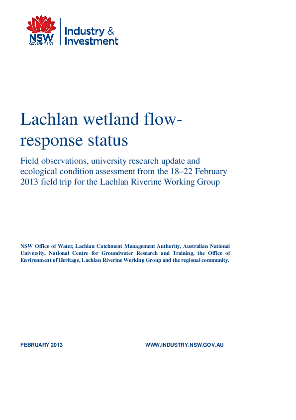 (PDF) Lachlan wetland flow-response status | Joanne Lenehan - Academia.edu