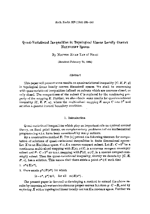 (PDF) Quasi-Variational Inequalities in Topological Linear Locally Convex Hausdorff Spaces