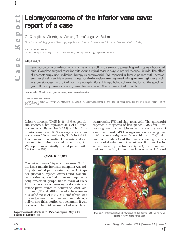 (PDF) Leiomyosarcoma of Inferior Vena Cava and Right Atrium with ...