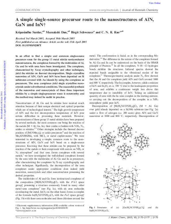 (PDF) A simple single-source precursor route to the nanostructures of ...