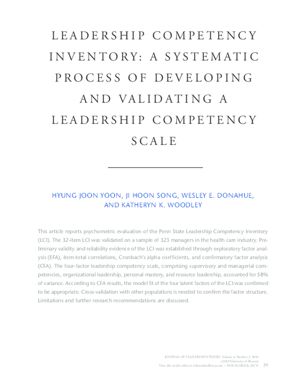 (PDF) Leadership competency inventory: A systematic process of ...