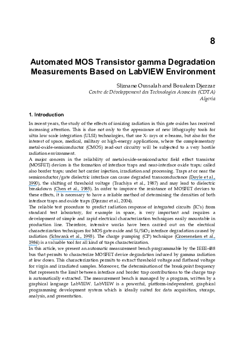 (PDF) Automated MOS Transistor Gamma Degradation Measurements Based on ...