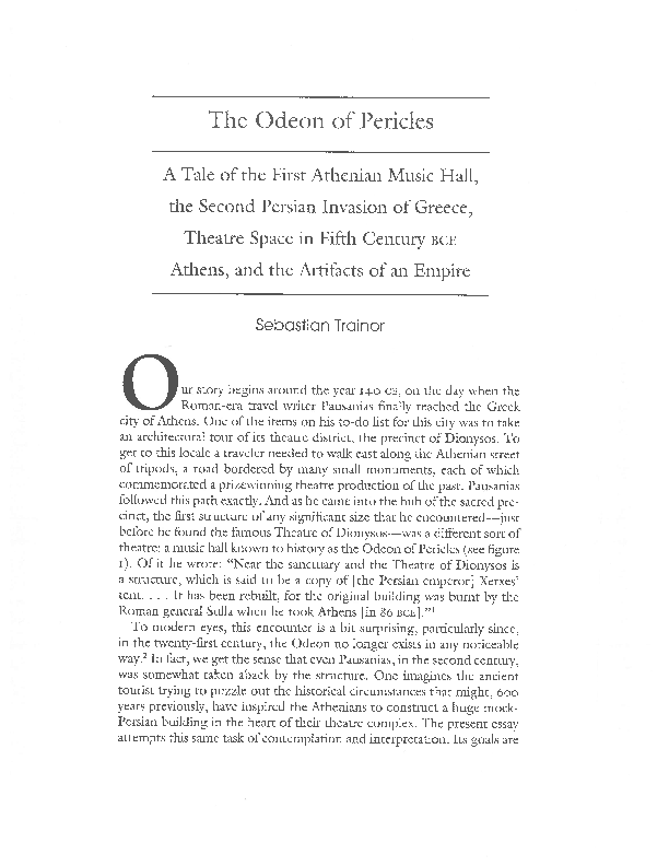 (PDF) "The Odeon of Pericles: A Tale of the First Athenian Music Hall ...
