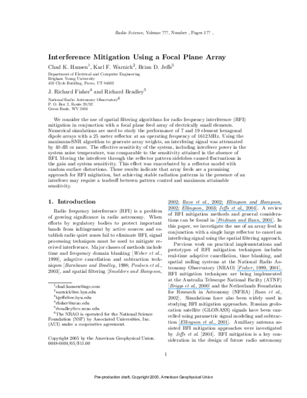 Pdf Interference Mitigation Using A Focal Plane Array Chad Hansen