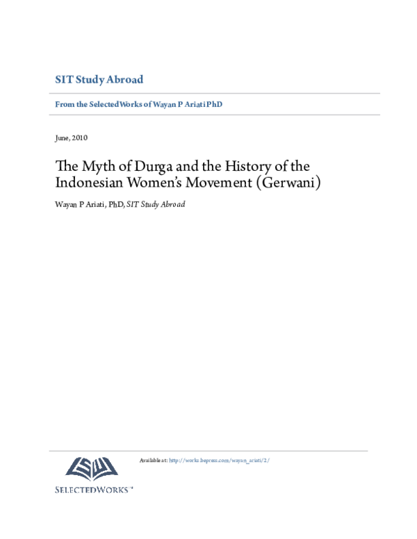 (PDF) The Myth of Durga and the History of the Indonesian Women’s ...