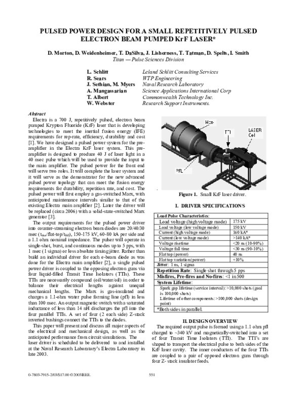 (PDF) Pulsed power design for a small repetitively pulsed electron beam ...