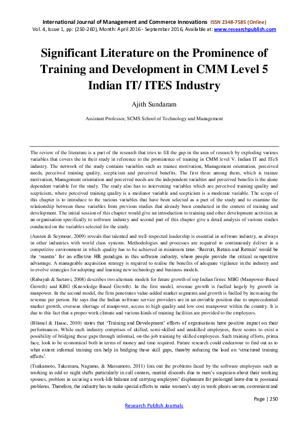 (PDF) Training Impact on CMM Level 5 IT Sector