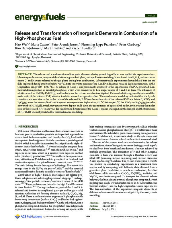 (PDF) Release and Transformation of Inorganic Elements in Combustion of ...