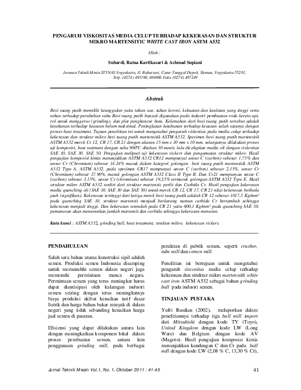 (PDF) Pengaruh Viskositas Media Celup Terhadap Kekerasan Dan Struktur Mikro Martensitic White ...