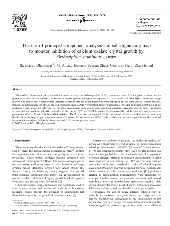 (PDF) The use of principal component analysis and self-organizing map to monitor inhibition of ...