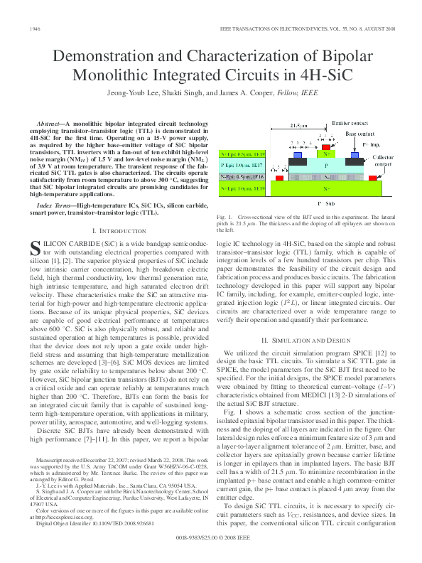 (PDF) Demonstration and Characterization of Bipolar Monolithic Integrated Circuits in 4H-SiC