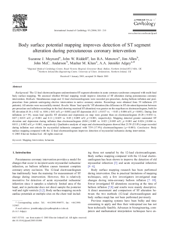 (PDF) Body surface potential mapping improves detection of ST segment ...