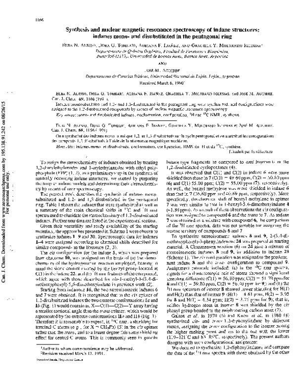 (PDF) Synthesis and nuclear magnetic resonance spectroscopy of indane ...