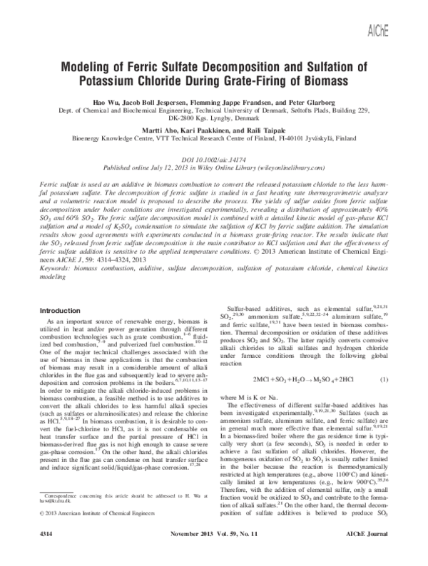 (PDF) Modeling of ferric sulfate decomposition and sulfation of ...