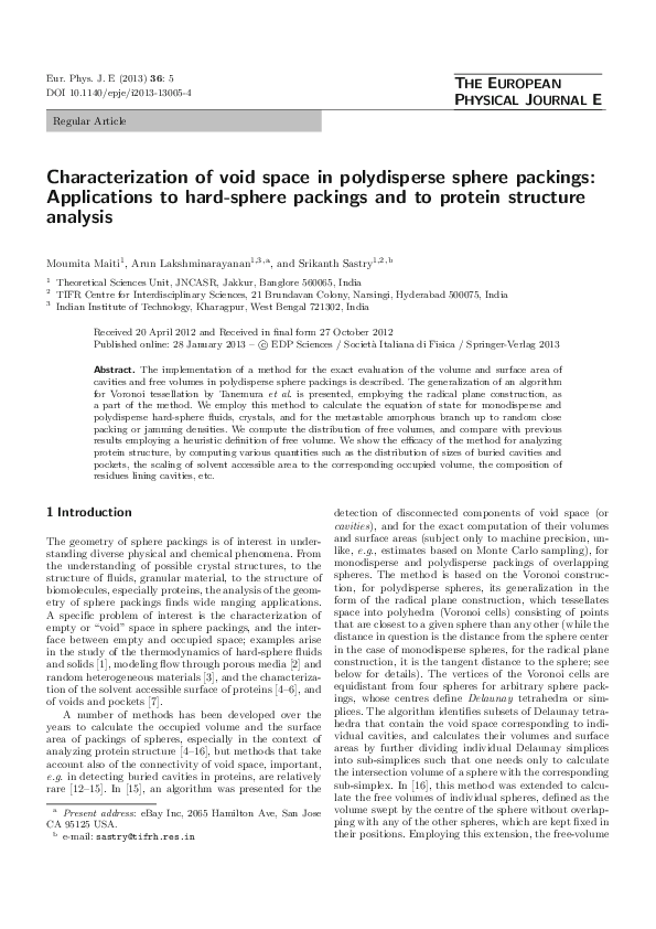 (PDF) Characterization of void space in polydisperse sphere packings ...