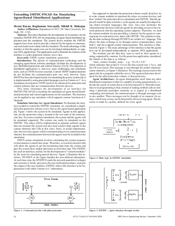 Pdf Extending Emtdcpscad For Simulating Agent Based Distributed Applications