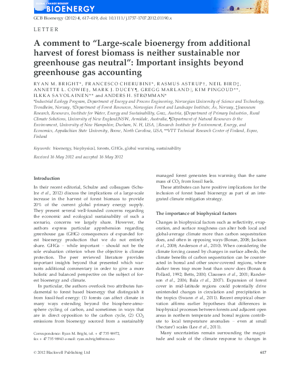 (PDF) A comment to “Large-scale bioenergy from additional harvest of ...