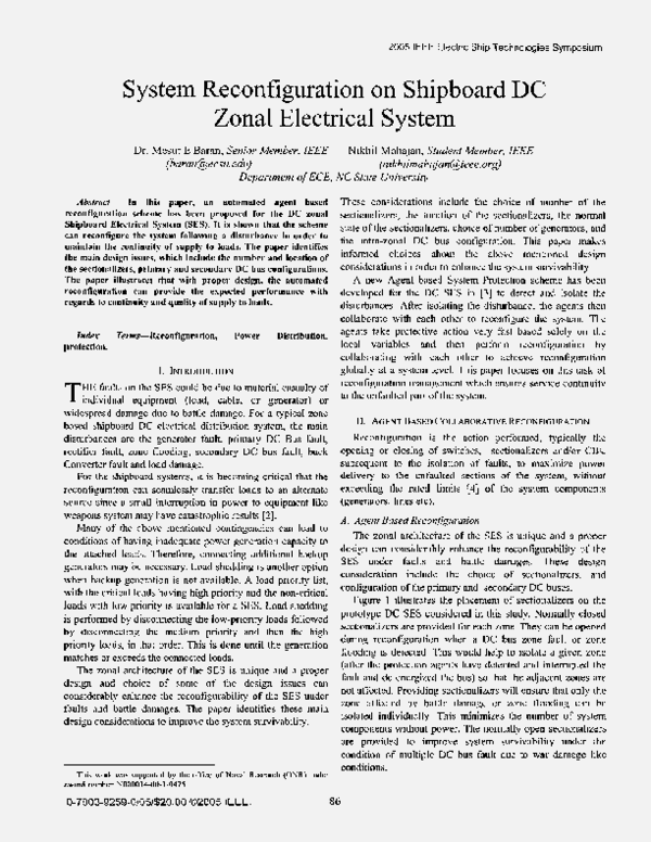 (PDF) System reconfiguration on shipboard DC zonal electrical system